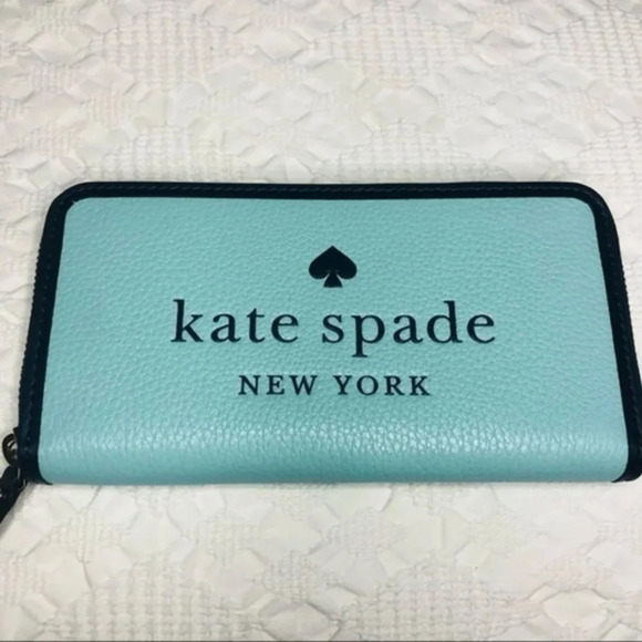 kate spade | Bags | Kate Spade New York Pebble Blue Zip Wallet Poolside ...
